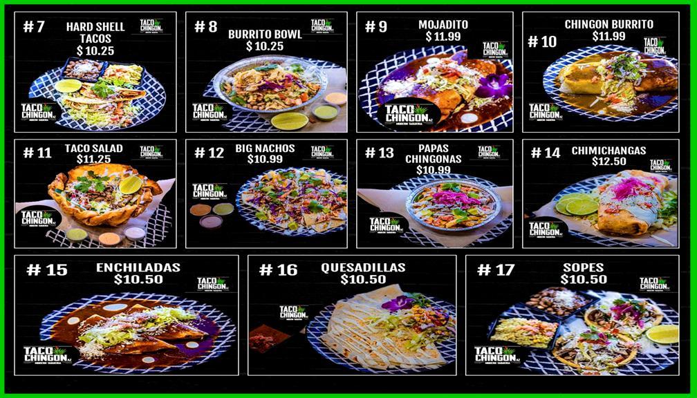 Menu at TACO CHINGON AZ restaurant, Phoenix