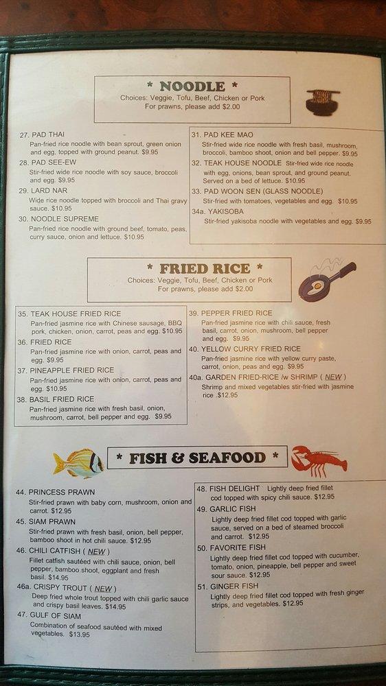 Menu at Teak House restaurant, Normandy Park, 1st Ave S #104