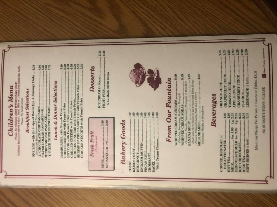 Menu at Triangle Restaurant, Grayslake