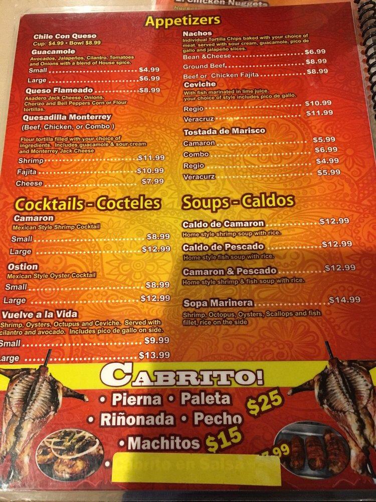 Menu at Cabrito Nuevo Leon Restaurant - Fort Worth, Fort Worth