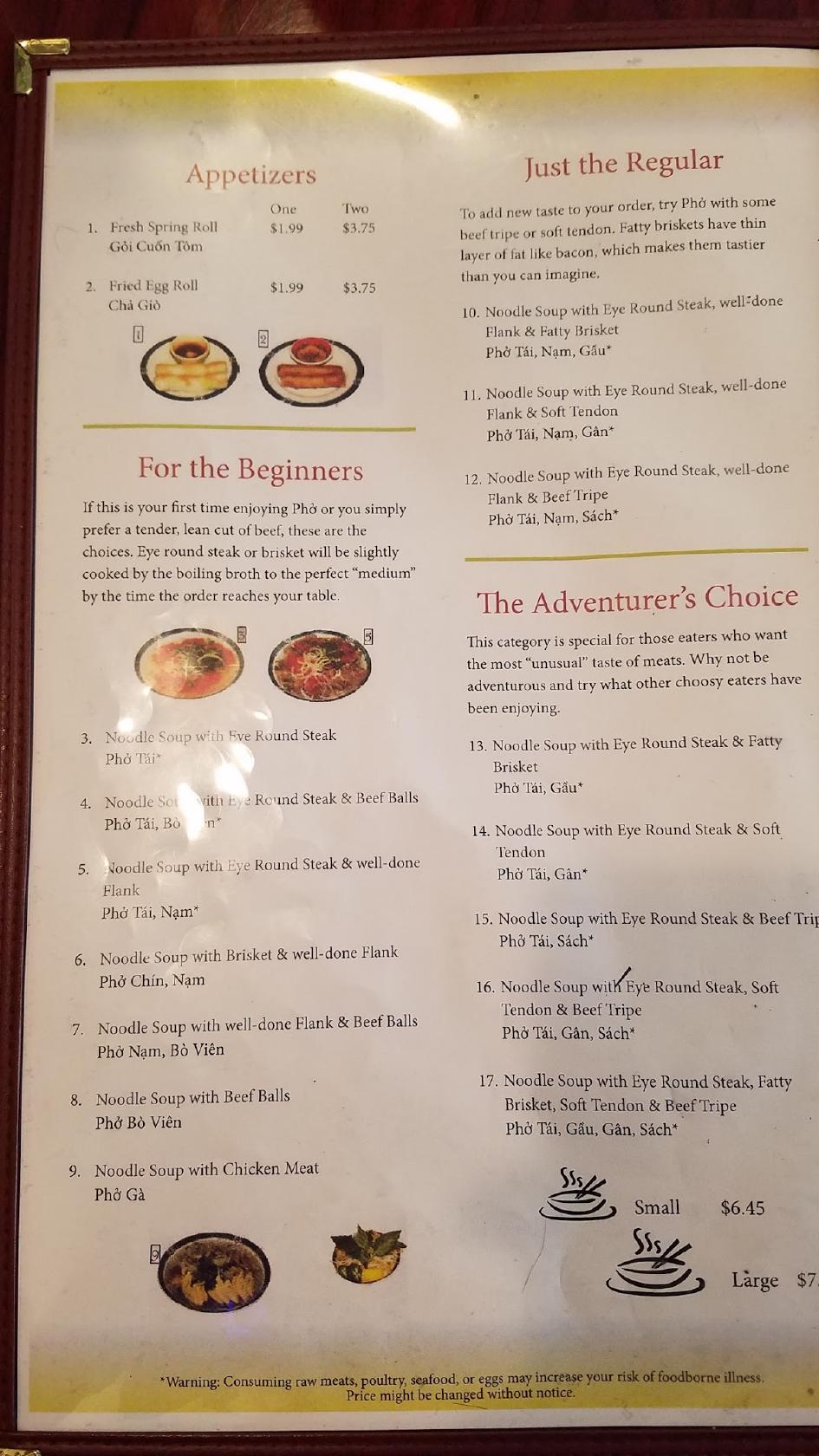 Menu at Phở 84 restaurant, Lynnwood, 196th St SW