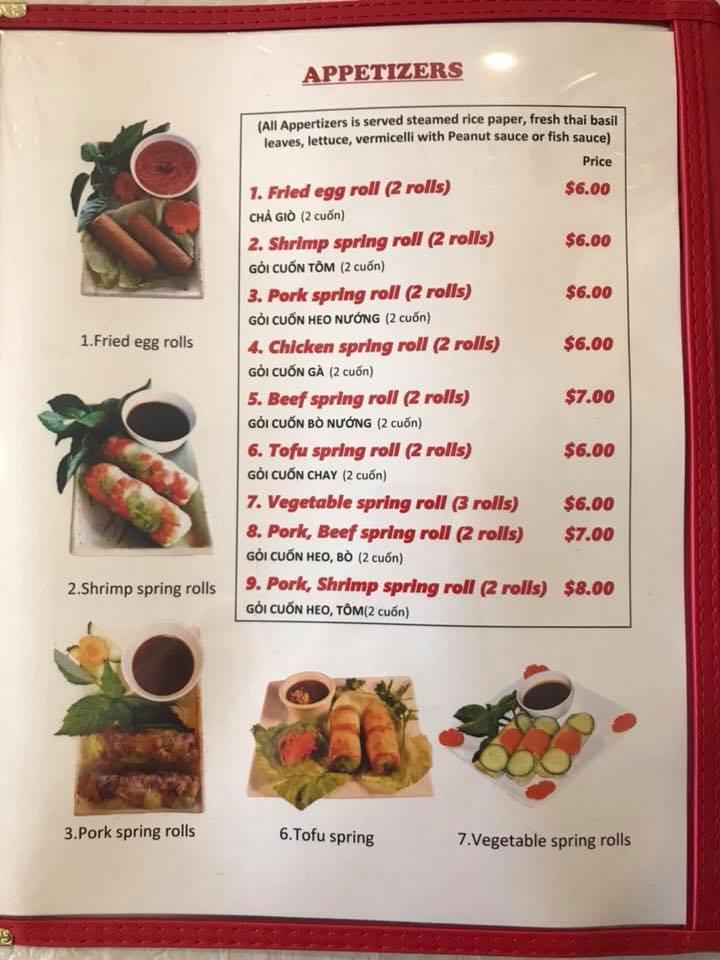 Menu at Pho 99 restaurant, Fort Myers