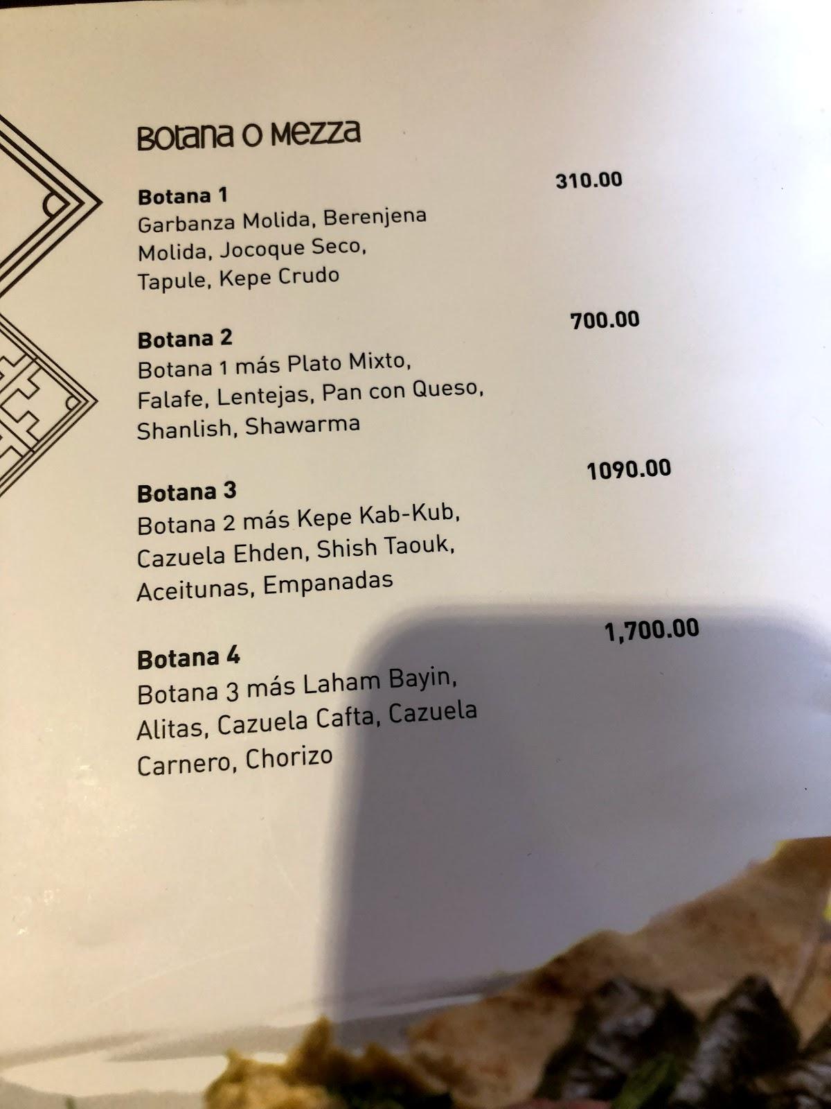 Menu at Restaurante Ehden, Mexico, Venustiano Carranza