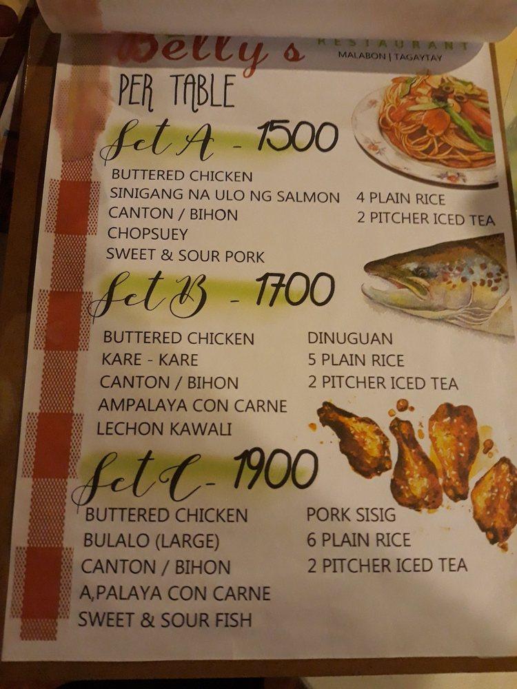 Menu at Belly's Restaurant, Malabon
