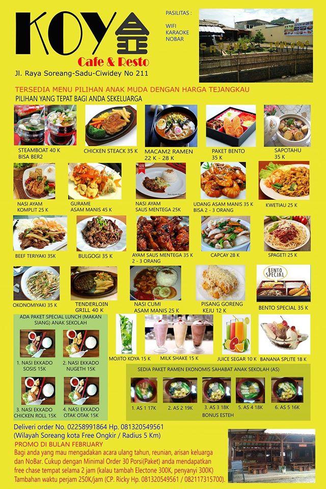 Menu at Koya Cafe & Resto, Soreang, Jl. Raya Soreang-Ciwidey No.211