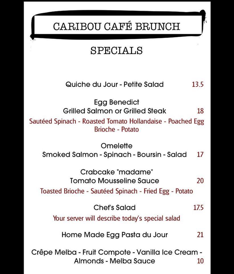 Menu at Caribou Cafe, Philadelphia