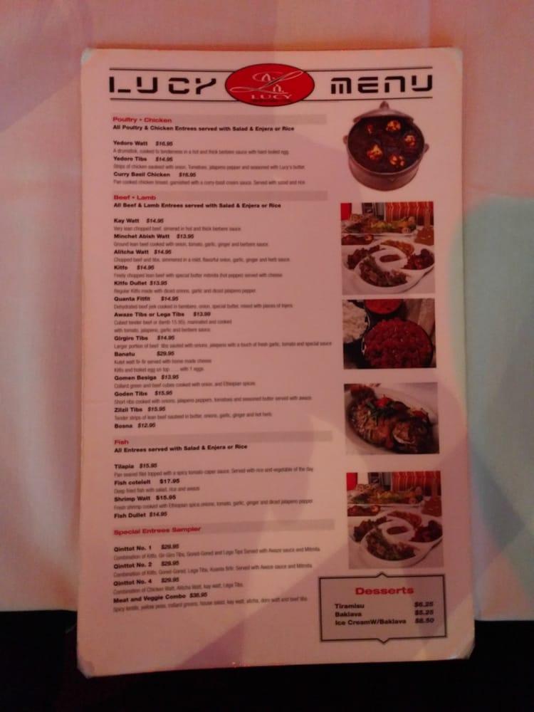 Menu at Lucy restaurant, Houston, Southwest Fwy