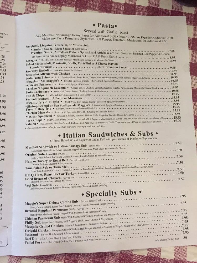 Menu at Maggio's Pizza pizzeria, Big Bear Lake, Big Bear Blvd