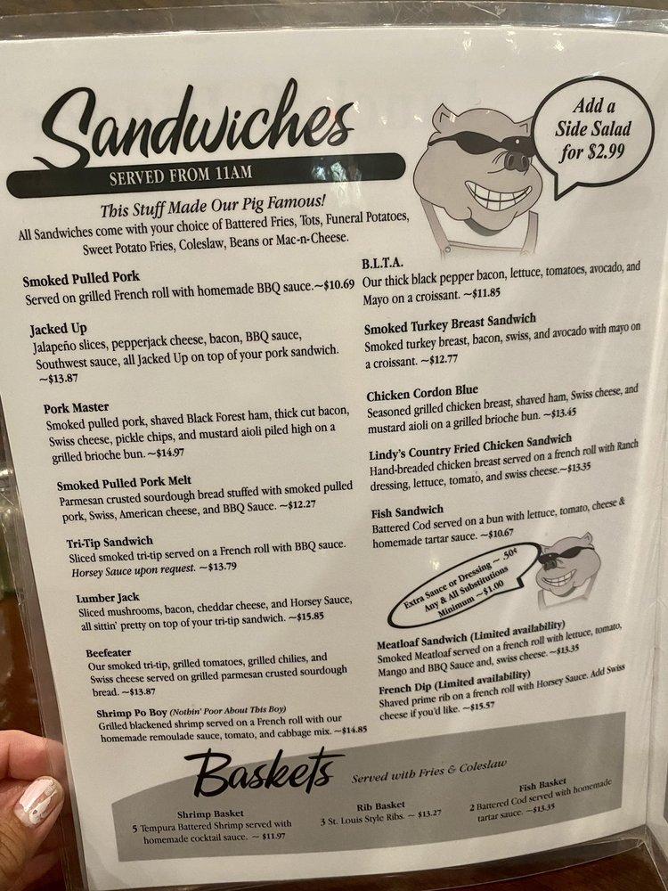 Menu at Pork Belly’s Eatery and Catering Co. desserts, St. George