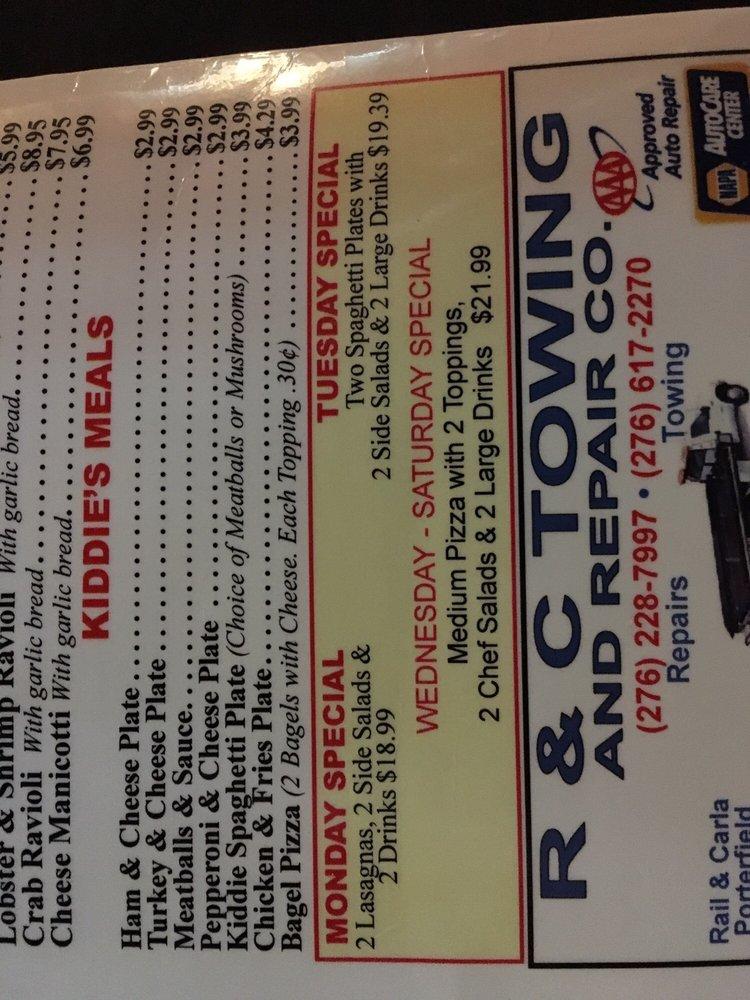 Menu at CJ's Pizza & Subs pizzeria, Wytheville