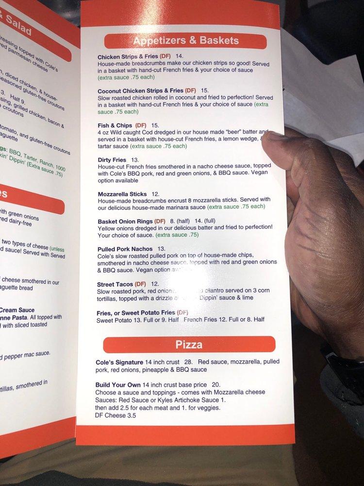 Menu at Cole's Bakery & Cafe, Spokane