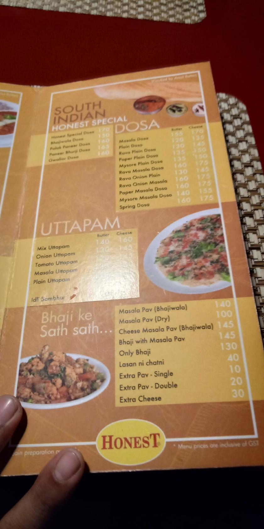 Menu at Honest Restaurant, Bhavnagar