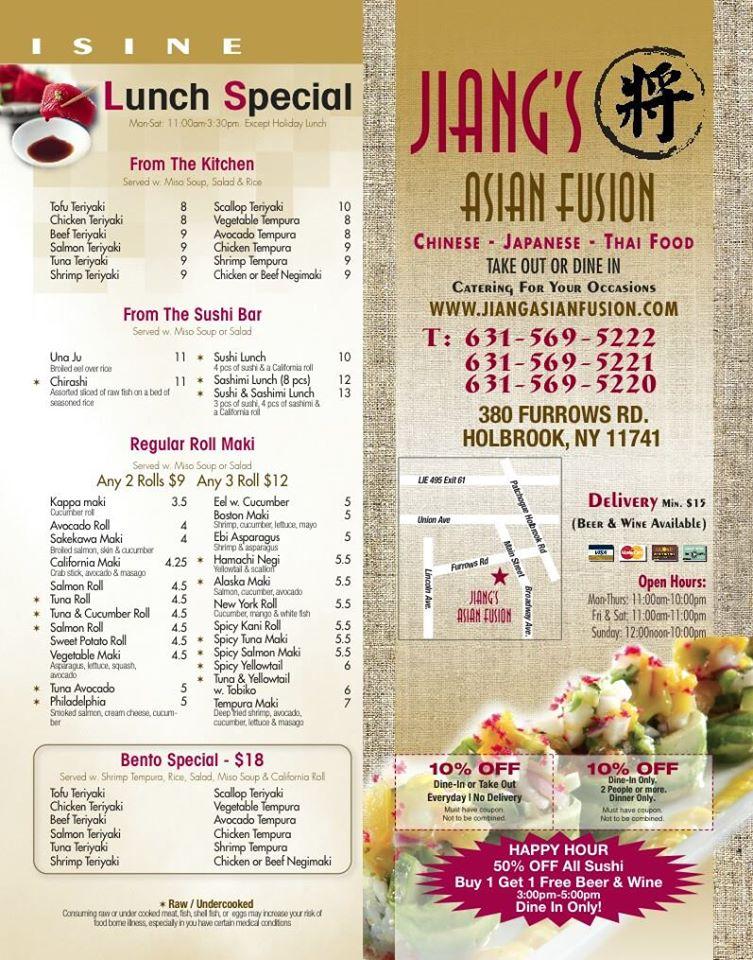 Menu at Asian Fusion restaurant, Holbrook