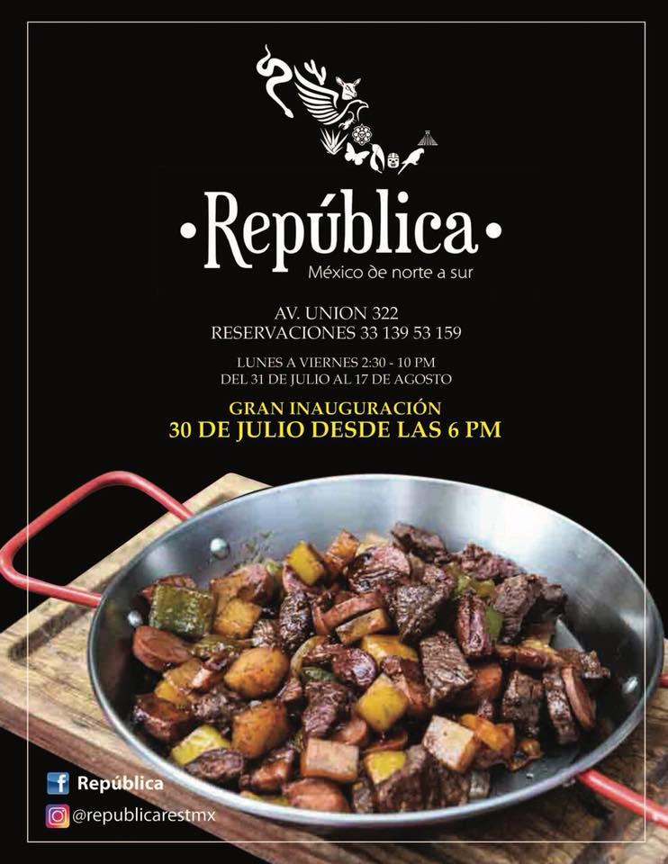 Menu at República restaurant, Guadalajara