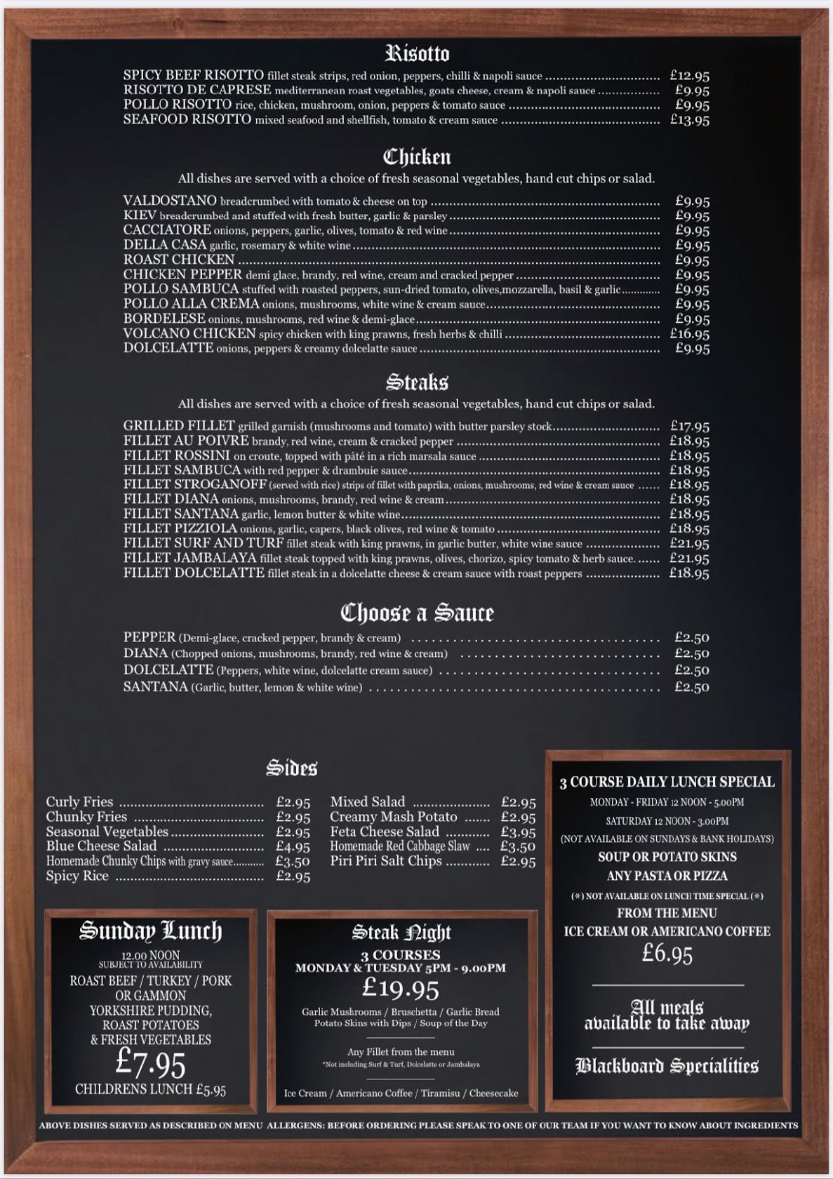 Menu at 1771 Club House, Newcastle upon Tyne
