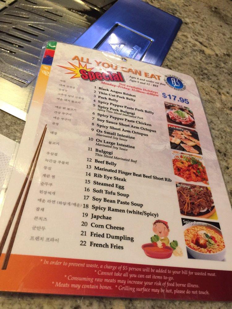 Carta de Blue House Korean BBQ, Sacramento