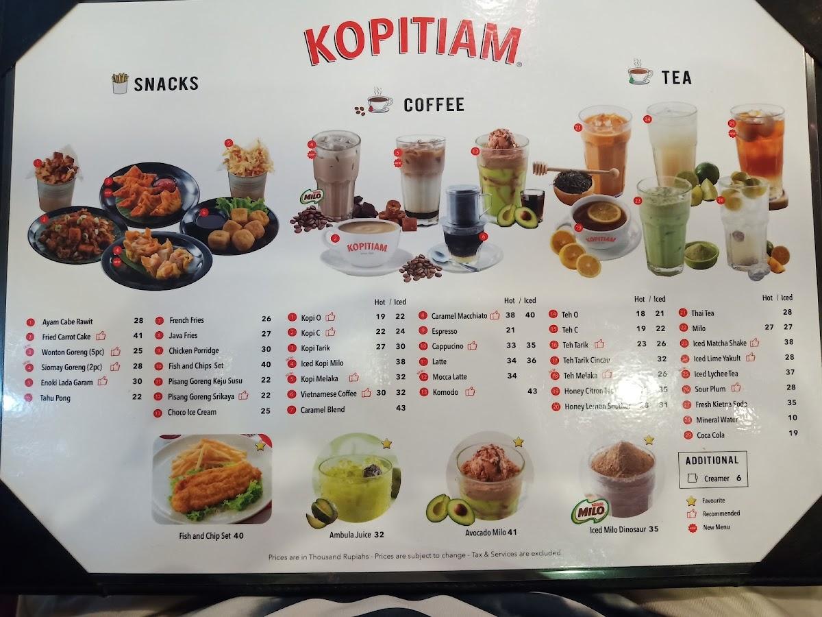 Menu at Kopitiam Pontianak restaurant, Pontianak, Jl. Slt. Abdurrahman