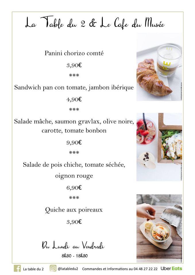Menu at La Table Du 2 restaurant, Nimes