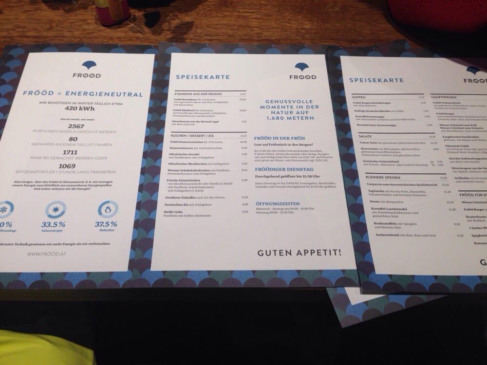 Menu at Restaurant Frööd im Brandnertal, Brand, Burtschasattel