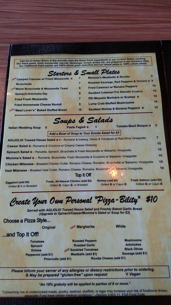 Menu at Agliolio ~ a FRESH Take on Italian pub & bar, Boynton Beach