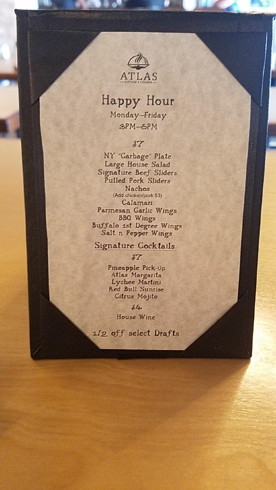Menu at Atlas Sports & Spirits pub & bar, Seattle