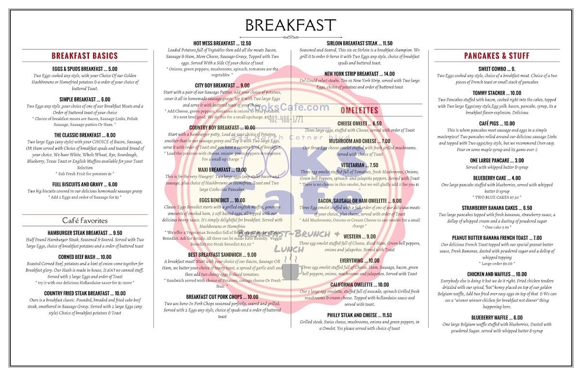 Menu at Bethany Coffee Shop restaurant, Lincoln