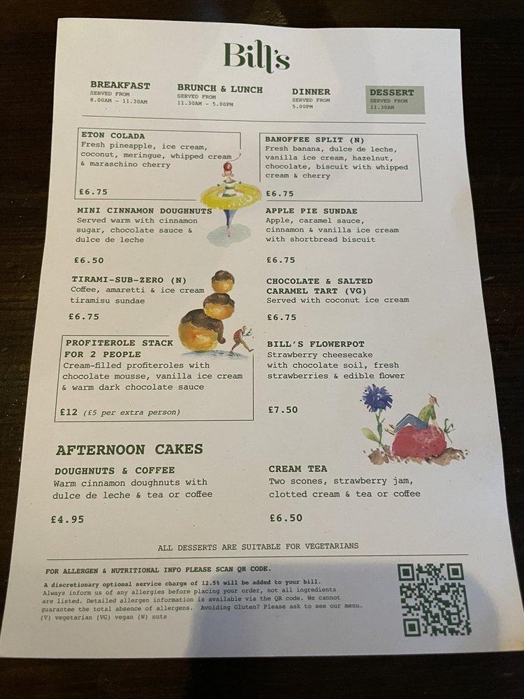 Menu at Bill's Reigate Restaurant, Reigate