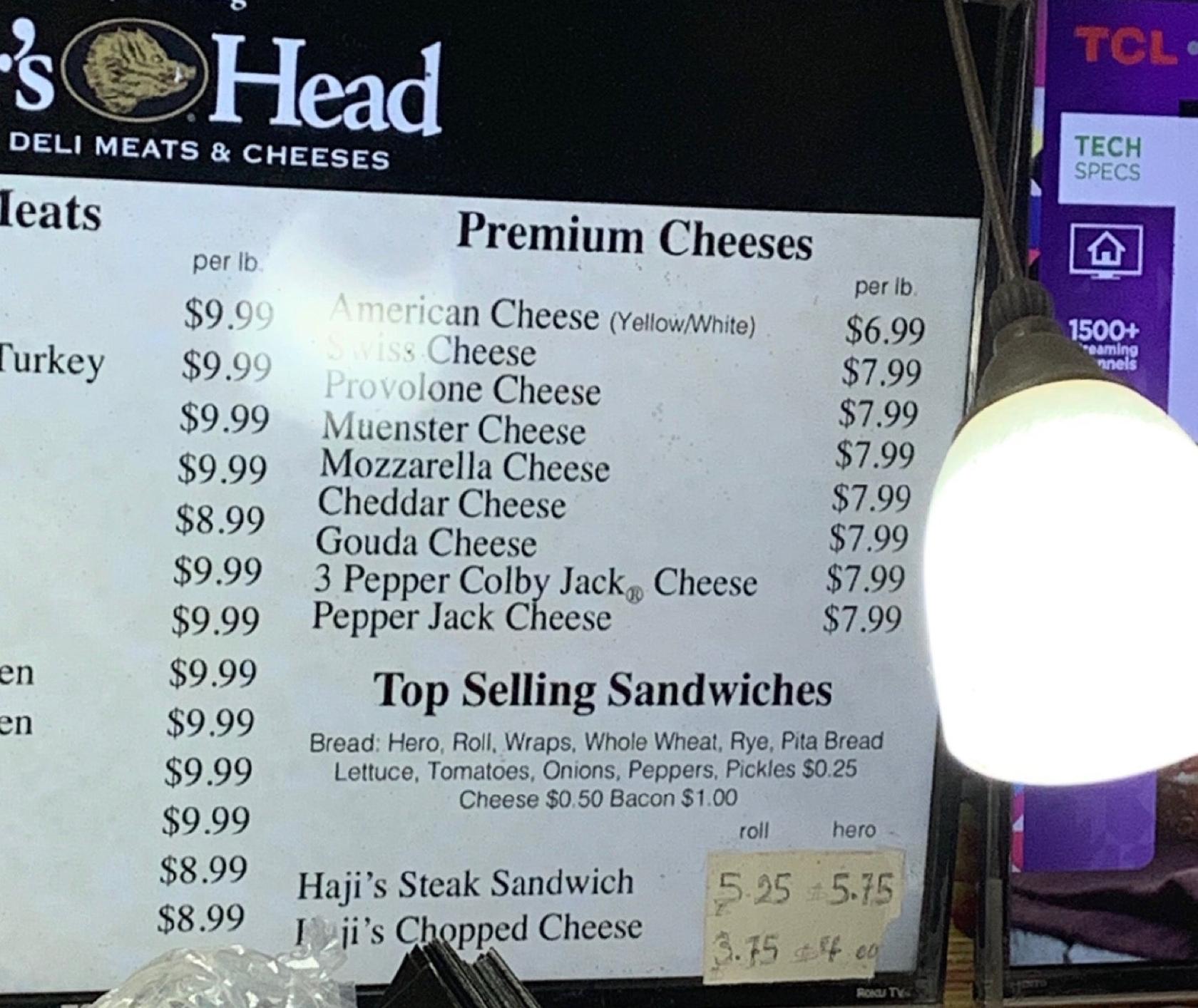 Menu at Blue Sky Deli restaurant, New York City