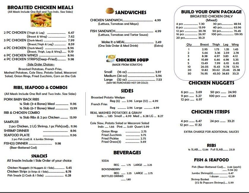 Menu at Chicken Box Broasted Chicken restaurant, La Habra, 330 E ...