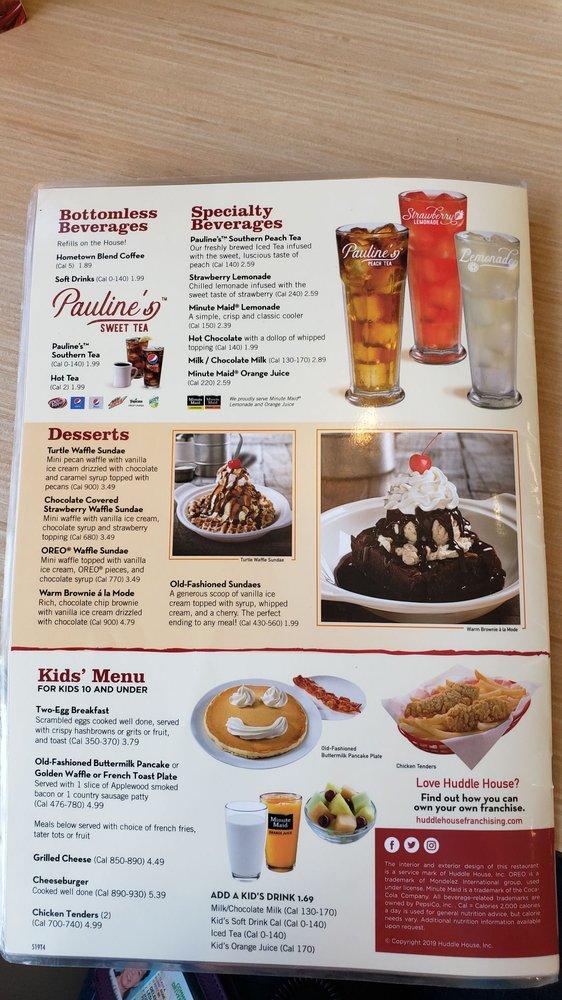 Menu at Huddle House restaurant, Winfield, AL-129