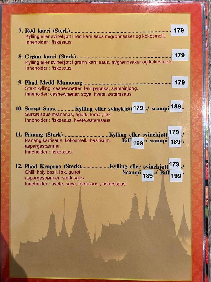 Menu at Ilada Thaimat Take Away restaurant, Hønefoss