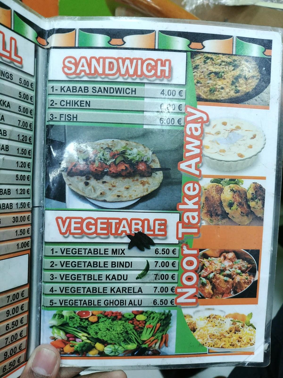 Menu at NOOR TANDOORI, Anderlecht