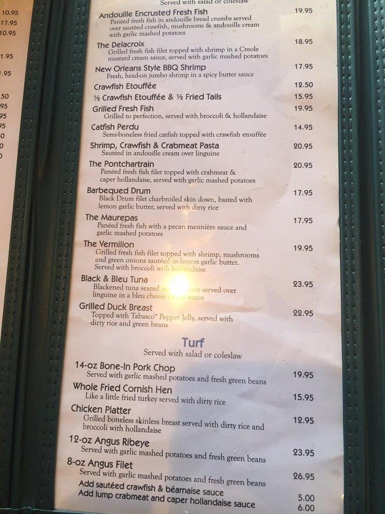 Menu at Parrain's Seafood Restaurant, Baton Rouge