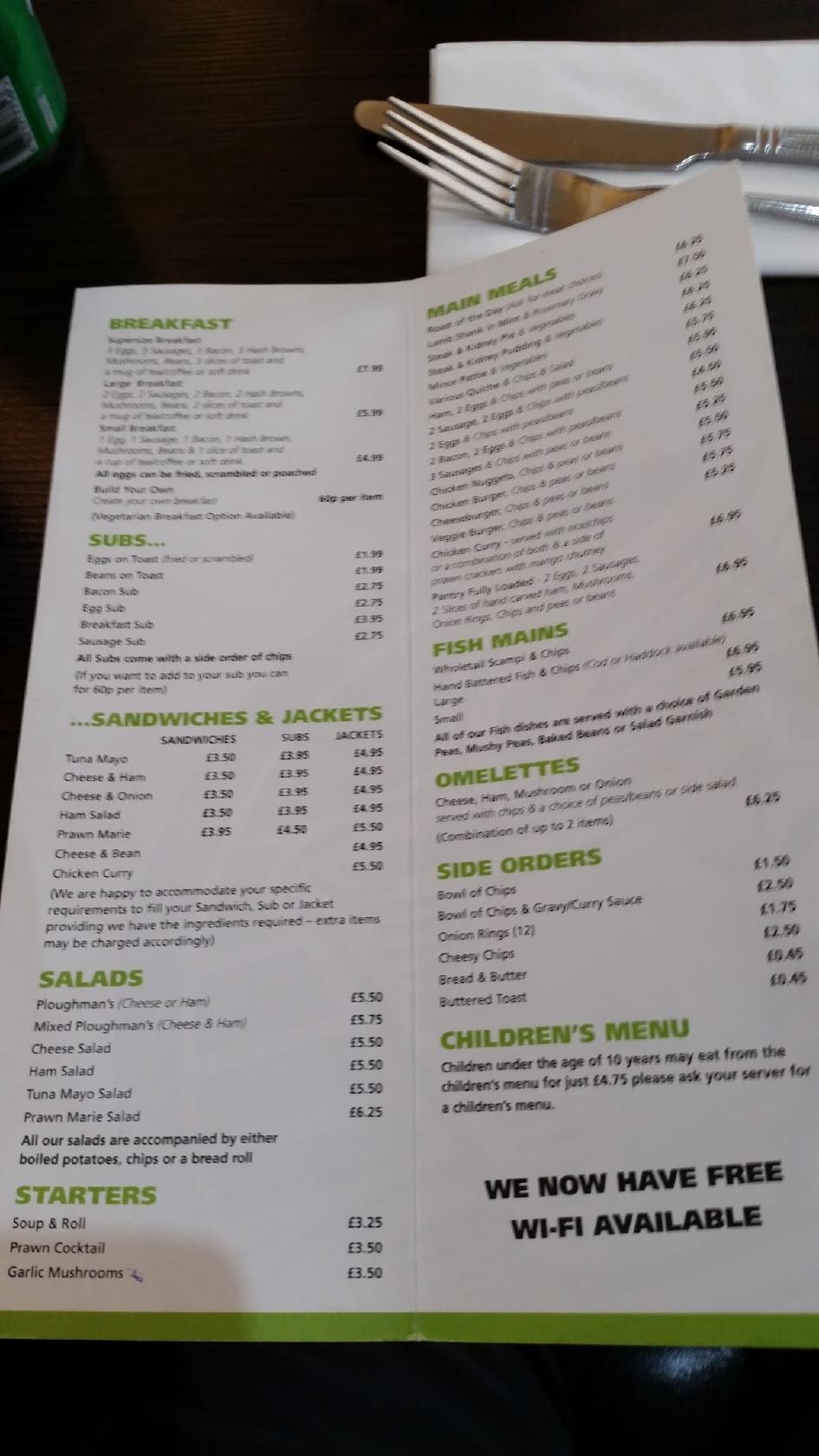 Menu at The Pantry restaurant, Lowestoft