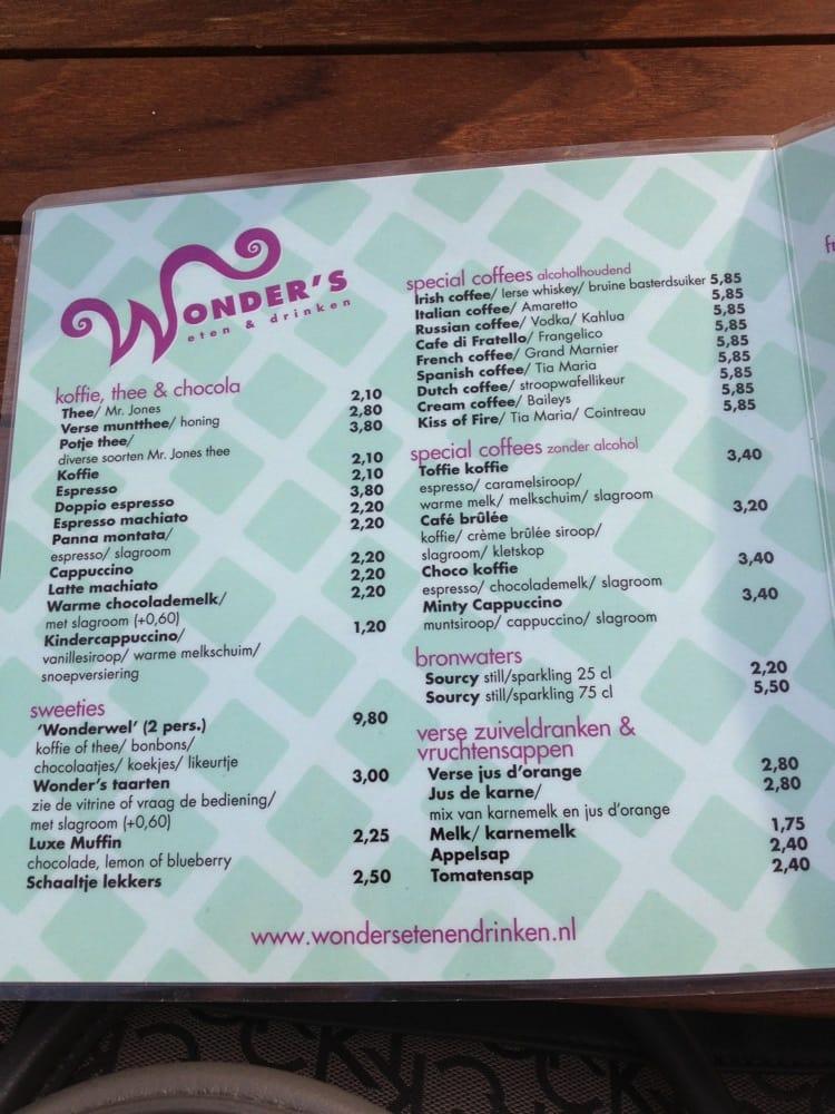 Menu at Wonders Heerhugowaard, Heerhugowaard