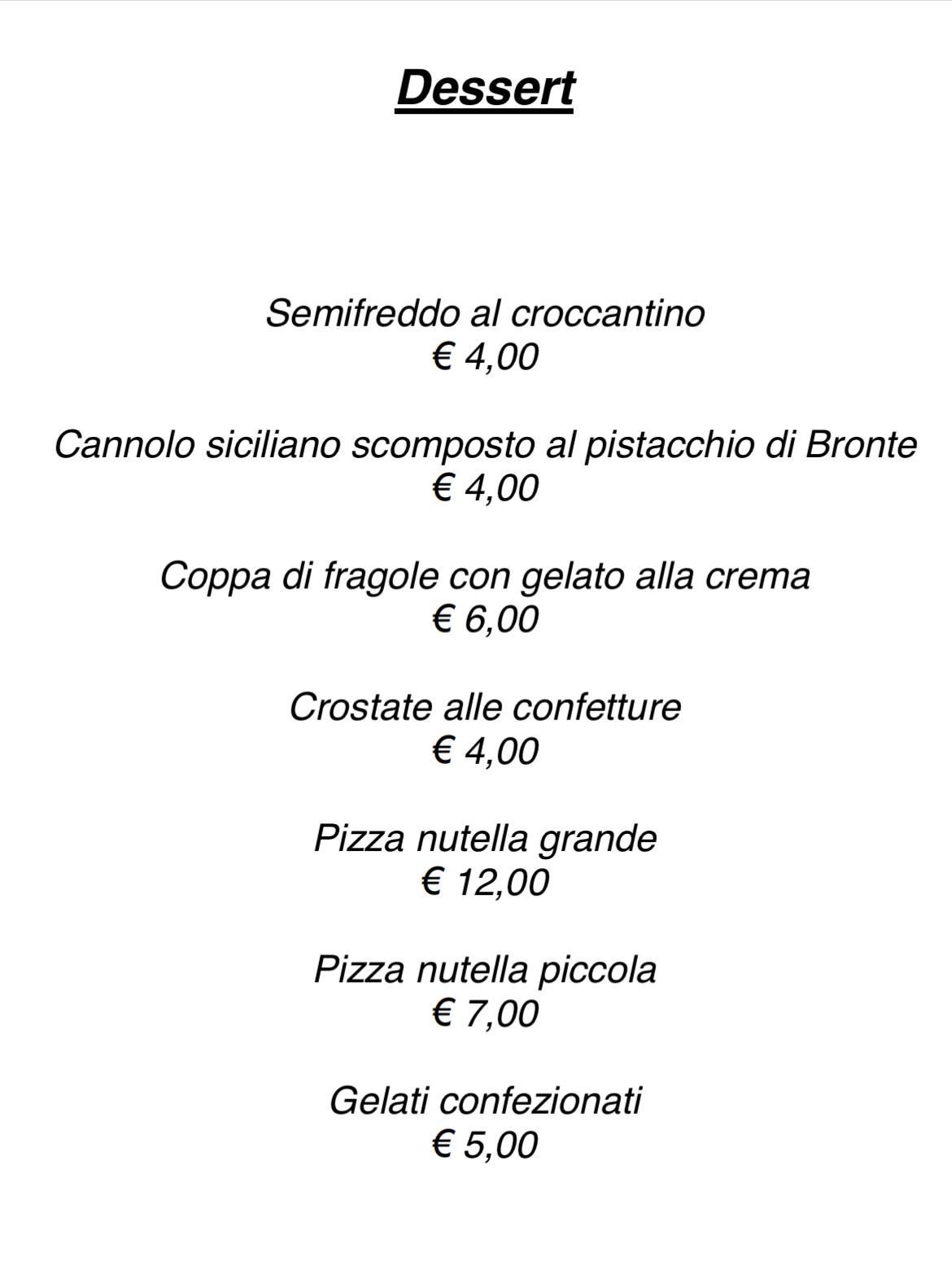 Menu da il Pizzicotto ristorante, Roma, Via Mattia Battistini