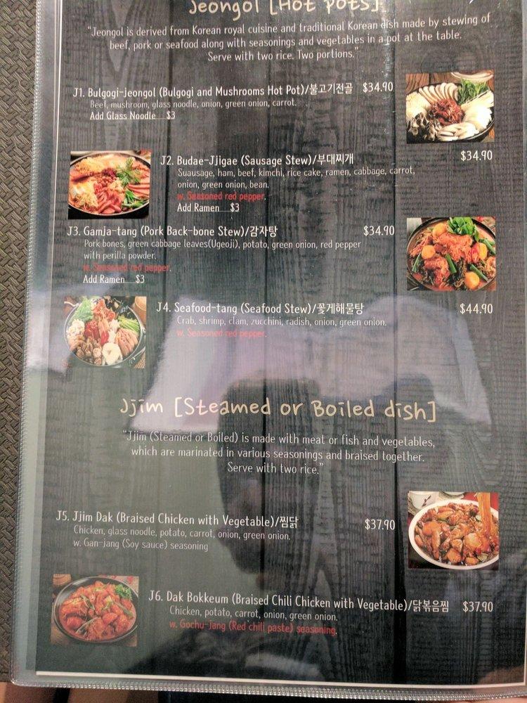 Carta del restaurante Hansik Korean Cuisine, Edmonton