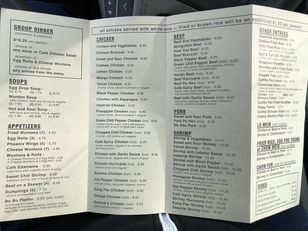 Menu at The East Cafe Chinese Restaurant, Aurora, E Mississippi Ave
