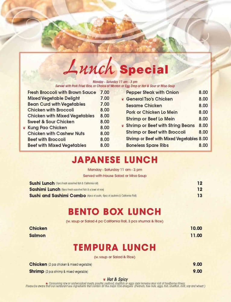 Menu at Great Tang's restaurant, Saratoga Springs