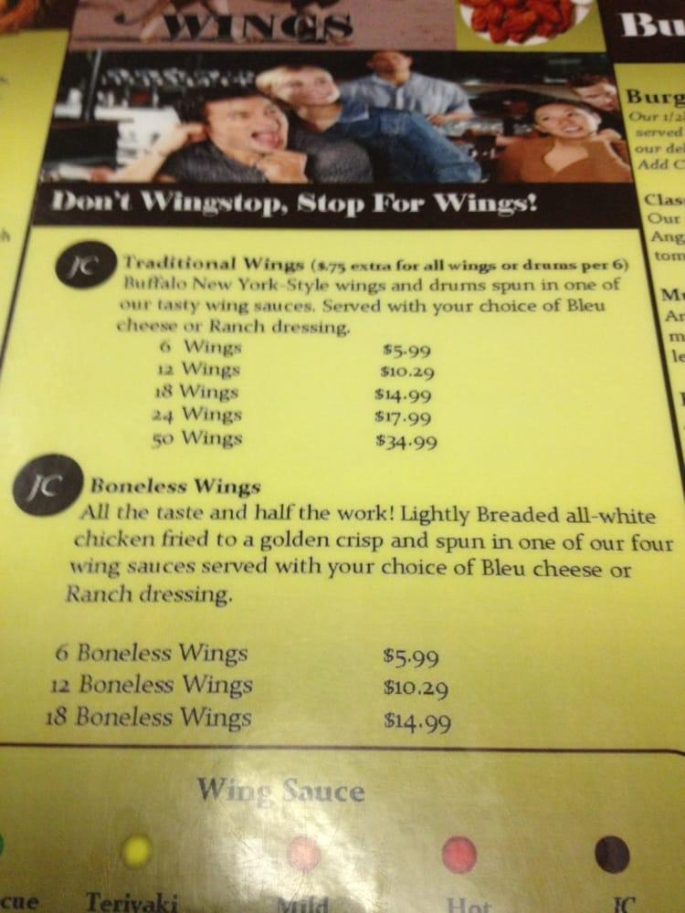 Carta del restaurante JC Wing Company, La Feria