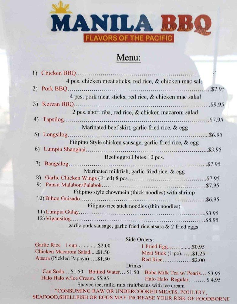 Menu at Kuya's Manila BBQ, Henderson
