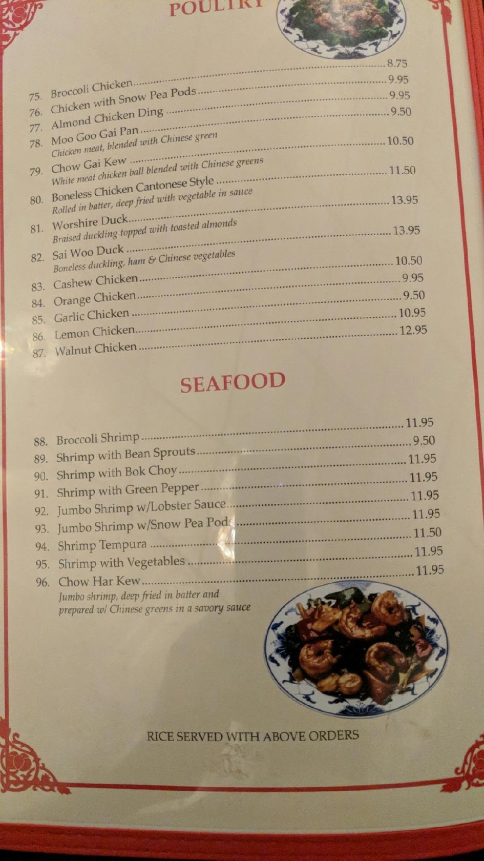 Menu at Shang Hai restaurant, Milford