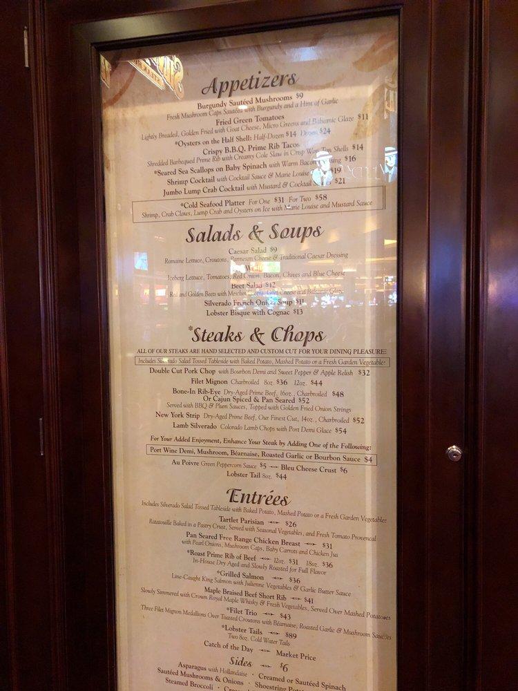 Menu at Silverado Steak House pub & bar, Las Vegas, Las Vegas Blvd S