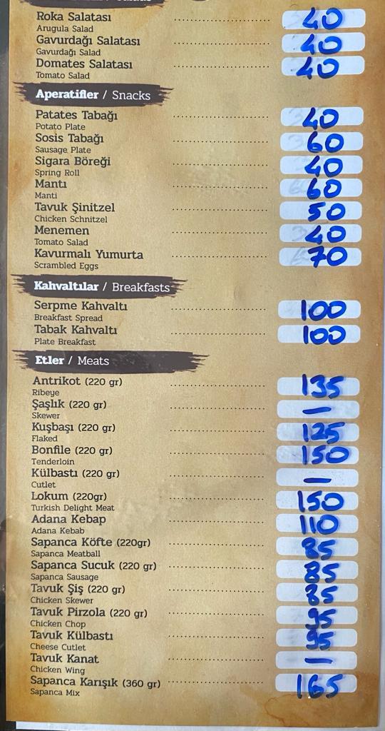Menu at meca deluxe otel restoran, Sapanca, Lokmanlar Cd. no:19