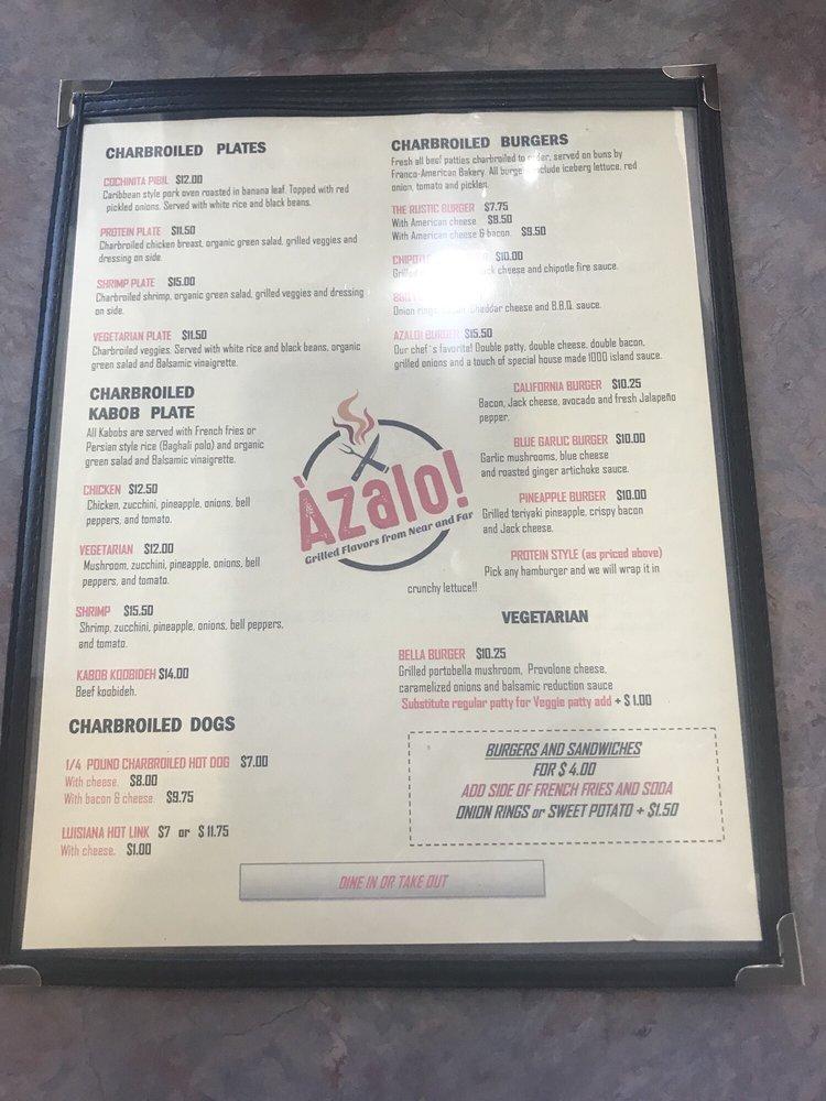 Menu at Azalo! restaurant, Rohnert Park