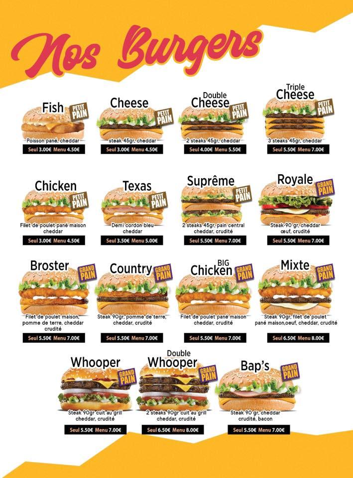 Menu at Chicken Burger restaurant, Louviers