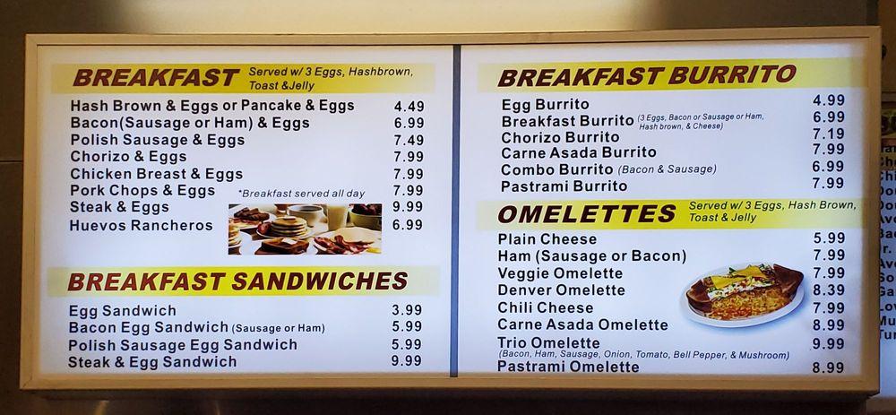 Menu at P & G Super Burger restaurant, Covina