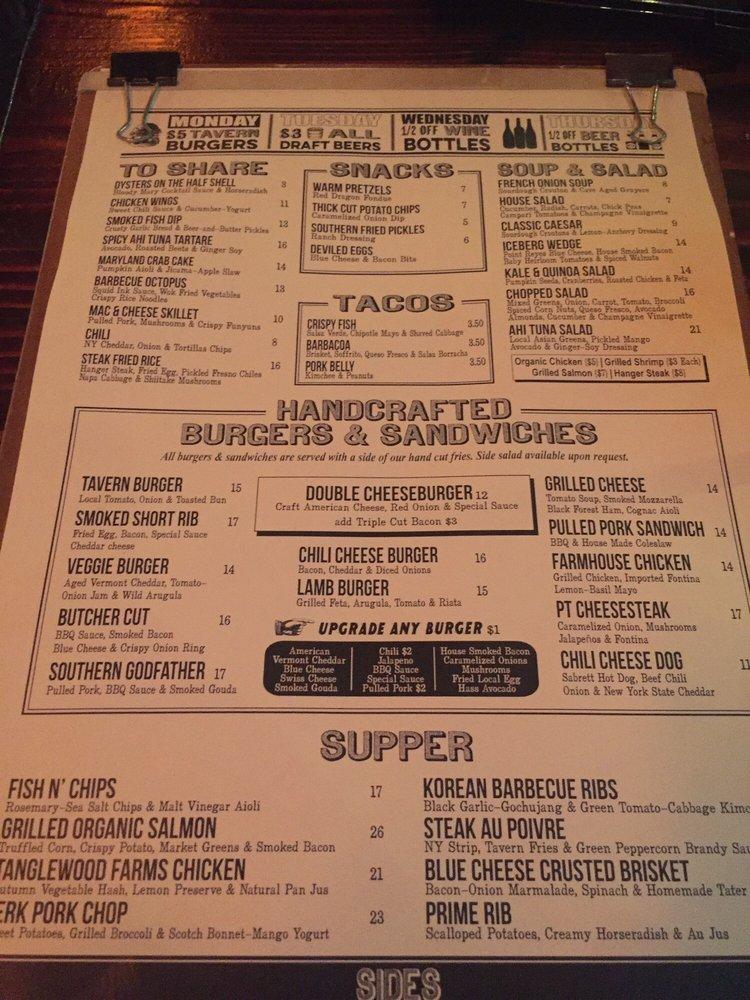 Menu at Park Tavern pub & bar, Delray Beach