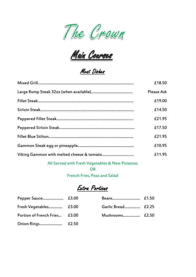 Menu at The Crown pub & bar, Hatfield Heath
