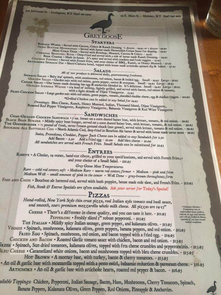 Menu at The Goose Lexington pub & bar, Lexington